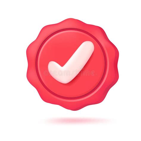 Check Mark On 3d Stamp Quality Guaranteed Through Verification Stock