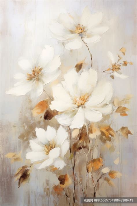 清新奶油风抽象花卉油画肌理装饰画png下载 编号566573498848386413 设图网