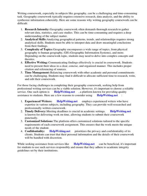 How To Write Geography Coursework Pdf Geography