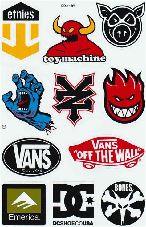 Skateboard Stickers On White Bag Skateboard Symbols
