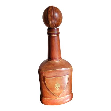 Vintage Wiskey Bottle Covered In Rich Brown Leather Chairish
