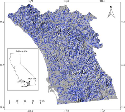 Map Of Streams And Topography Of Southwestern California This Map