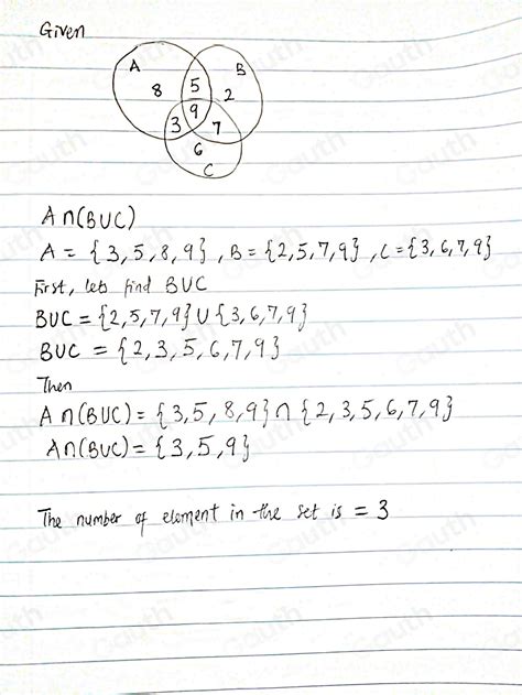 solved use the venn diagram to determine the number of elements in the