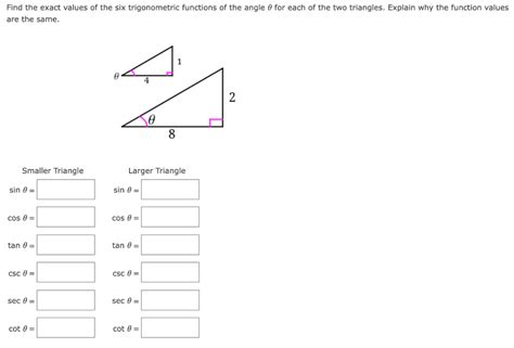Solved Find The Exact Values Of The Six Trigonometric Chegg Com