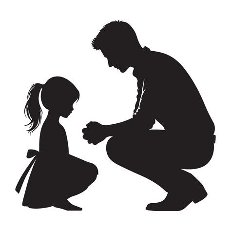 Silhouette Illustration Of Father And Daughter In A Tender Moment