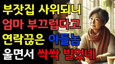 이런 후레자식 부잣집 장가가서 엄마가 부끄럽다는 아들 통곡하며 후회하네 인생 미혼모 엄마 아들 가난 후회 Youtube