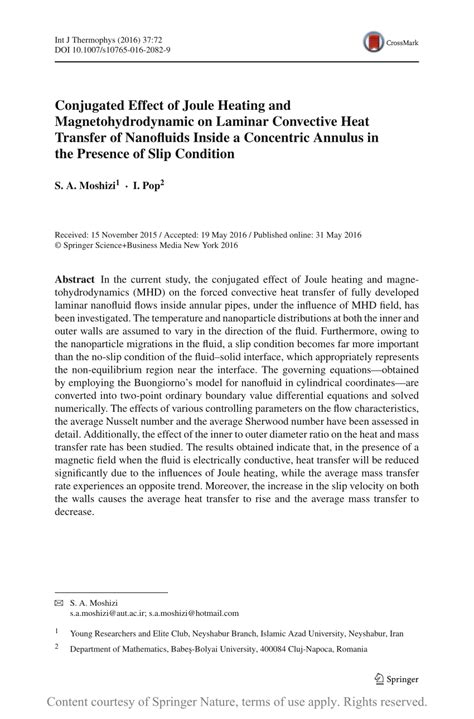 Conjugated Effect Of Joule Heating And Magnetohydrodynamic On Laminar Convective Heat Transfer