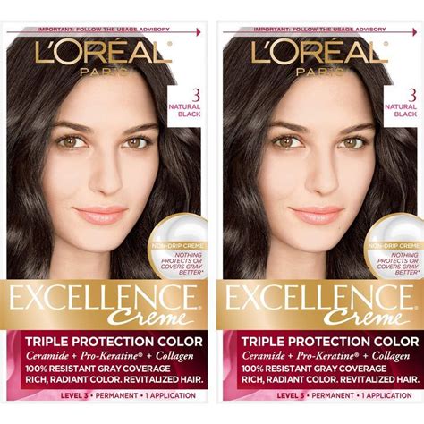 Loreal Paris Excellence Creme Permanent Hair Color 3 Natural Black