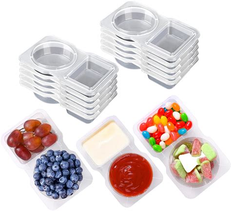 Rxrrxr 10pcs Double Compartment Condiment Container With