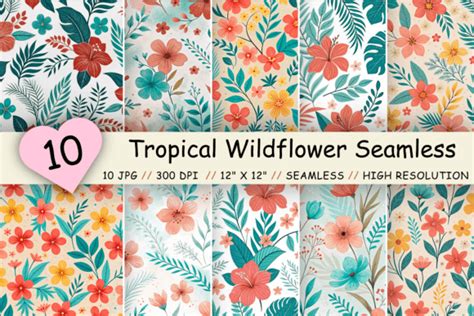 Tropical Wildflower Seamless Pattern Graphic By Florid Printables