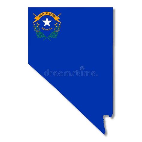 Nevada State Flag Map Illustration With Clipping Path Stock