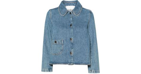 Ba Sh Tiny Denim Jacket In Blue Lyst