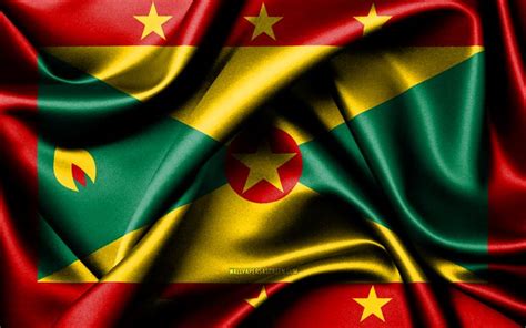 다운로드 그레나다 국기 4k 북미 국가 패브릭 플래그 그레나다의 날 그레나다의 국기 물결 모양의 실크 깃발 북아메리카 그레나다 국가 상징 그레나다 바탕 화면