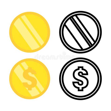 Coin Icon Illustration Currency Dollar Sign Money Graphic Set Yellow