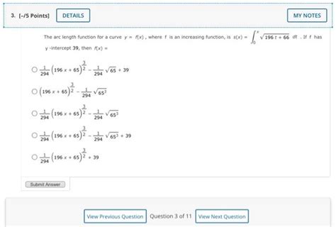 solved the arc length function for a curve y f x where f