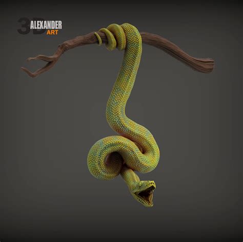 Green Tree Python Sculpture 3d Model By Alexander3dart
