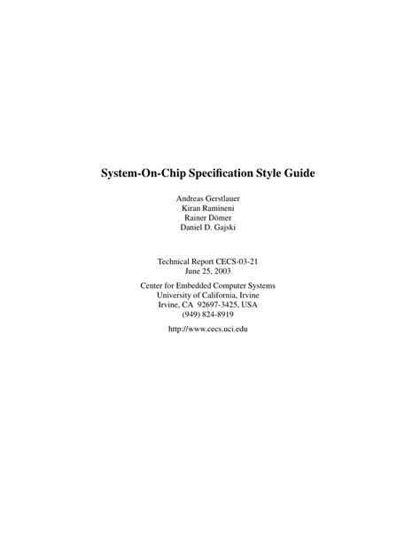 PDF System On Chip Specification Style Guide
