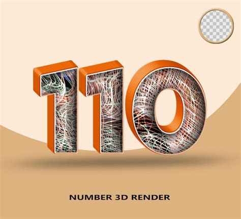 Premium Psd 3d Render Number 110 Line Orange Glossy With Abstract