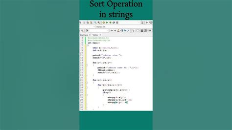 107 Sort Operation In List Of Strings Names C Program Shorts