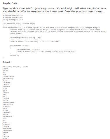 Solved Part Getting Used To Strtoke The Function Chegg