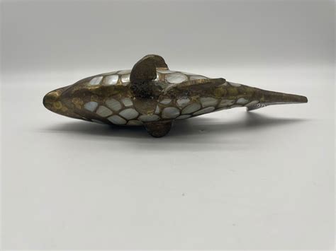 Vintage Brass Fish With Inlaid Mother Of Pearl Scales Etsy
