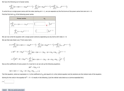 Solved We Have The Following Sum Of Power Series