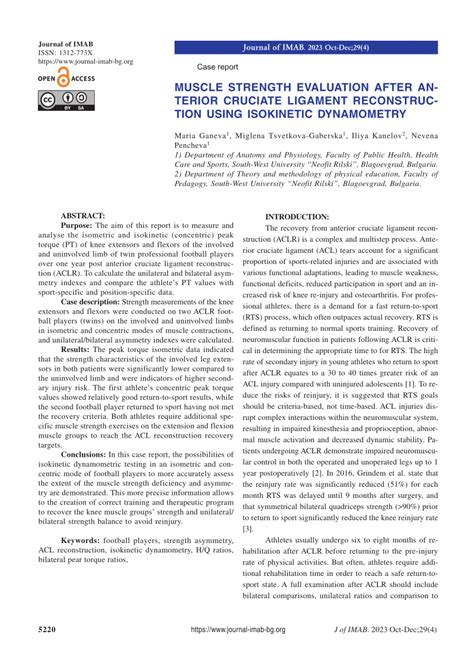 Pdf Muscle Strength Evaluation After Anterior Cruciate Ligament Reconstruction Using