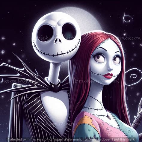 Nightmare Before Christmas Jack Sally Digital Image Png Etsy In 2024