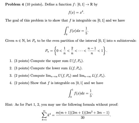 Solved Problem 4 10 Points Define A Function F 0 1 →