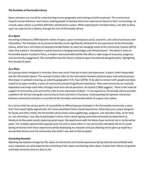 Short Essay First Assignment The Evolution Of Parramatta Library