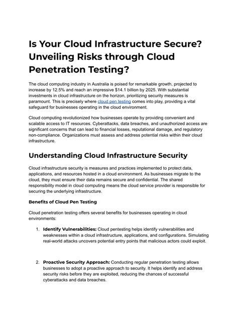 Ppt Is Your Cloud Infrastructure Secure Unveiling Risks Through Cloud Penetration T