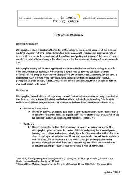 how to write an ethnography final pdf ethnography field research
