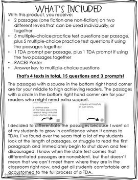 Text Dependent Analysis TDA Paired Passages Prompts And Questions