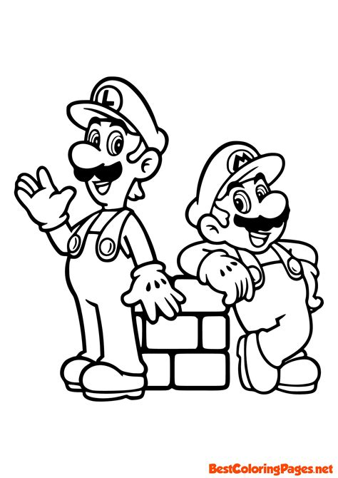 Luigi And Mario Colouring Free Printable Coloring Pages