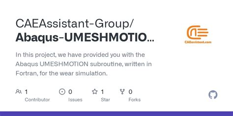 Github Caeassistant Groupabaqus Umeshmotion Subroutine In This