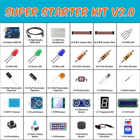 Arduino Uno Based Super Starter Kit With Full Learning Guide Including Codes And Tutorials V
