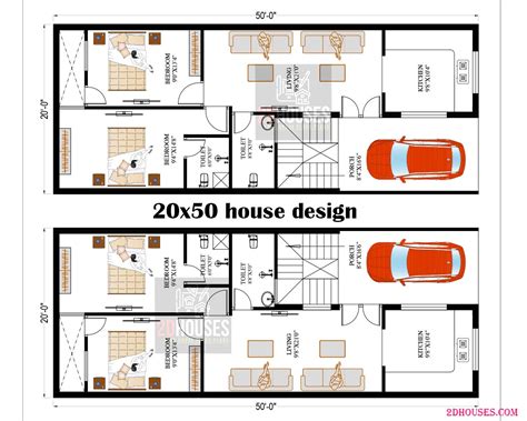 1000 Sqft Modern 20x50 South Facing House Design 2bhk 2dhouses Free
