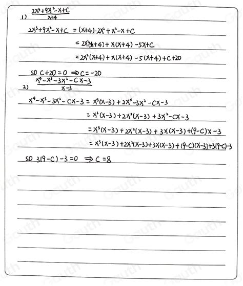 Solved C Find The Constant C Such That The Denominator Will Divide Evenly Into The Numerator