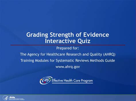 Grading Strength Of Evidence Quiz Ppt