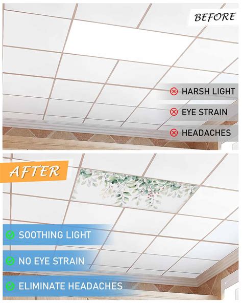 Ewdewwo Eucalyptus Leaf 4 Pcs Fluorescent Light Covers For Ceiling