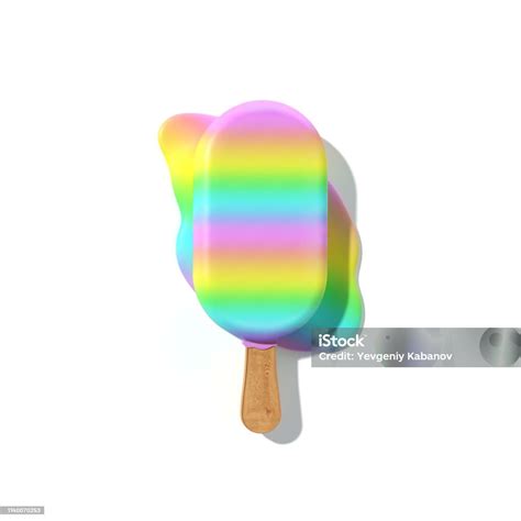 레인 보우 아이스크림 여름 분위기 판매 배너 패션 포스터 광고 배경으로 창조적 인 최소한의 개념 유행 활기찬 팝 아트 스타일입니다 생생한 그라데이션 팔레트입니다 평면 누워
