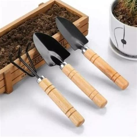 10 Garden Tools Set For Potted Plants Wood Handle Shovel Rake Spade Jitben