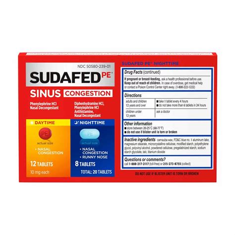 Buy Sudafed Pe Day Night Maximum Strength Sinus Decongestant 20 Ct