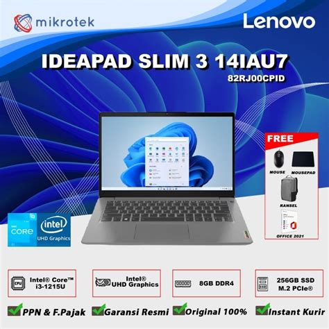 Jual Lenovo Ideapad Iau I U Gb Ssd W Ohs Cqid Cpid Cnid Shopee Indonesia