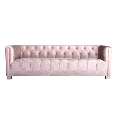 Luxor Pastel Pink Velvet Sofa 230cm Avant Garde Furniture