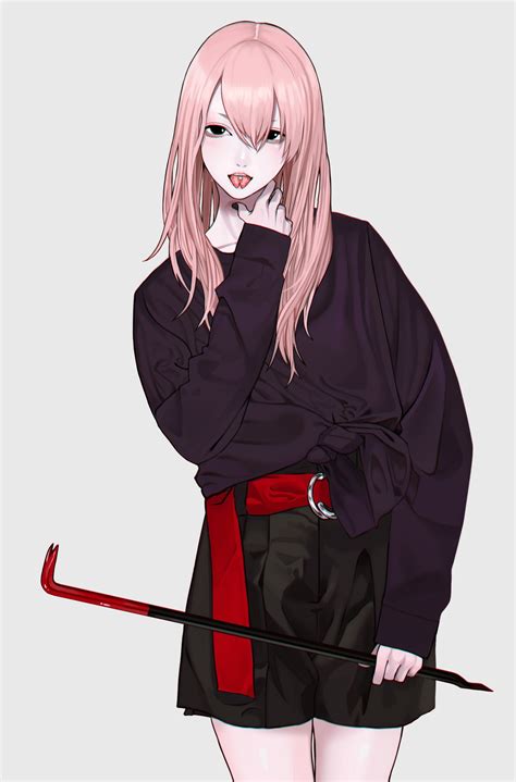 Mellows Ama Highres Tagme 1girl Crowbar Forked Tongue Piercing