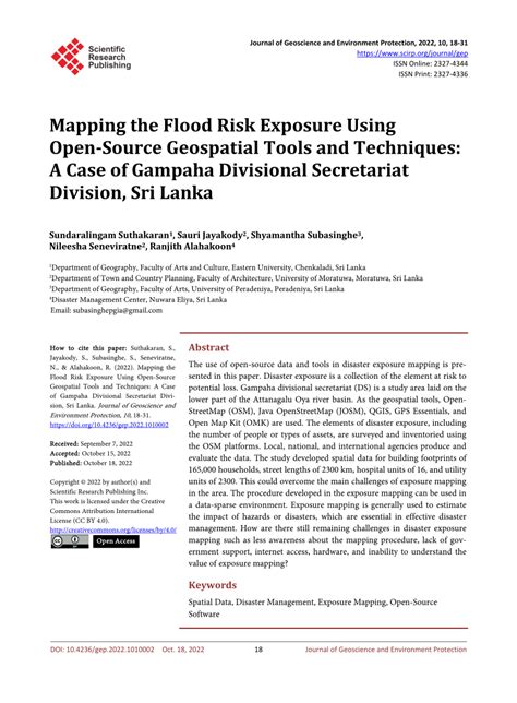 PDF Mapping The Flood Risk Exposure Using Open Source Geospatial Tools And Techniques A Case