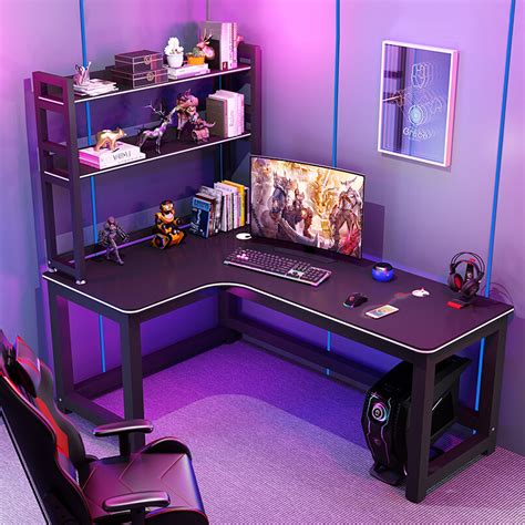 Free Shipping L Shaped Study Table Corner Computer Table With Bookshelf