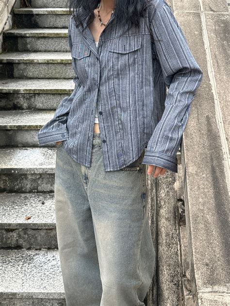 신시 Grey Tin Washing Wide Denim Pants 그레이 워싱 와이드 데님 팬츠 빈티지워싱 청바지 와이드핏