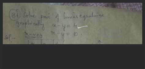 34 Solve Pair Of Linear Equations Graphically X−y 4 Text { H } Frac{